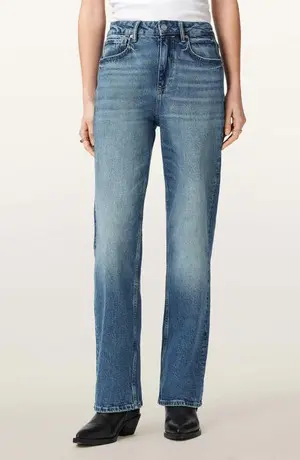 ALLSAINTS Ida High-waist Straight-leg Jeans - Mid Indigo