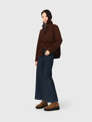 Maje Wide Leg Jeans With Patch Pockets - Navy