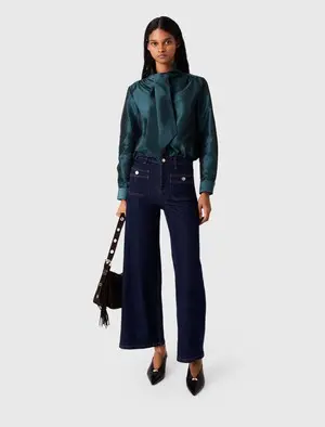 Maje Wide Leg Jeans With Patch Pockets