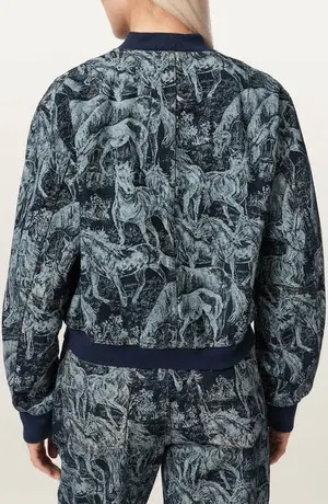ALLSAINTS Kaytra Horse Print Denim Bomber Jacket - Printed Indigo