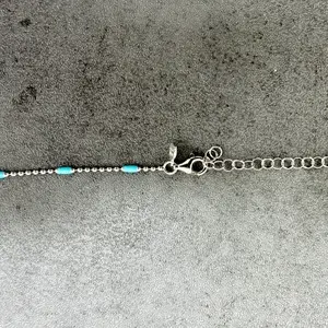 THE LOVERY FINE JEWELRY Blue Enamel Nugget Bead Necklace - Sterling Silver