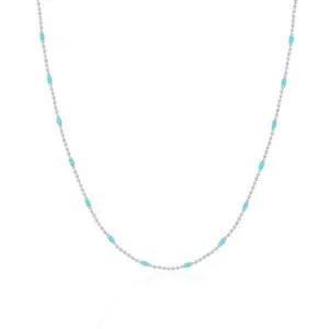 THE LOVERY Blue Enamel Nugget Bead Necklace - Sterling Silver