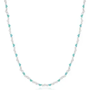THE LOVERY FINE JEWELRY Blue Enamel Heart Link Necklace - Sterling Silver
