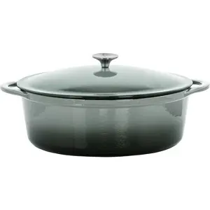 MEGACHEF 7 Quarts Oval Enameled Cast Iron Casserole - Gray