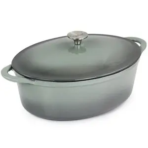 MEGACHEF 7 Quarts Oval Enameled Cast Iron Casserole