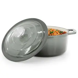 MEGACHEF 2.7 Quart Round Enameled Cast Iron Casserole - Gray
