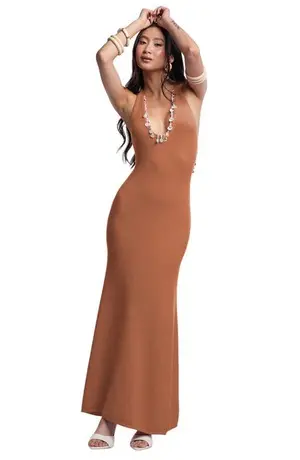 CAPITTANA Ignacia Embellished Open Back Maxi Cover-up Dress