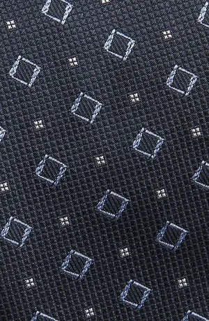 BOSS Geometric Pattern Silk Necktie - Dark Blue