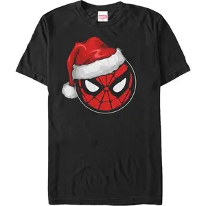 MARVEL: SPIDER-MAN Christmas Santa Hat Short Sleeve Graphic T-shirt - Black
