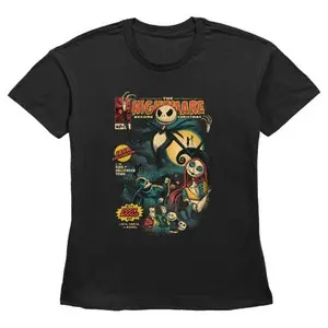 THE NIGHTMARE BEFORE CHRISTMAS Jack And Sally Comic Cover Graphic T-shirt