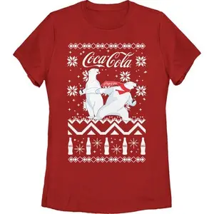 COCA COLA Coca-cola Ugly Christmas Polar Bear Graphic T-shirt