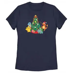 POKEMON Christmas Tree Characters Graphic T-shirt