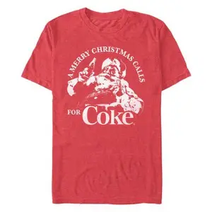 COCA COLA Merry Christmas Short Sleeve Graphic T-shirt - Red Heather