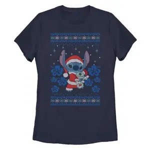 LILO & STITCH Christmas Graphic T-shirt - Navy Blue