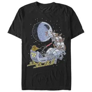 STAR WARS Christmas Darth Vader Santa's Sleigh Short Sleeve Graphic T-shirt