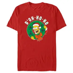 THE SIMPSONS Christmas Homer Doh-ho Wreath Short Sleeve Graphic T-shirt
