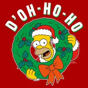 THE SIMPSONS Christmas Homer Doh-ho Wreath Short Sleeve Graphic T-shirt