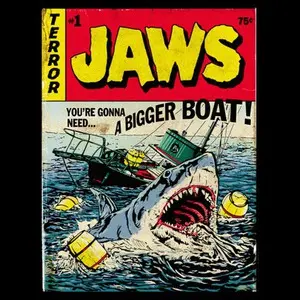 JAWS Retro Comic Book Shark Graphic T-shirt