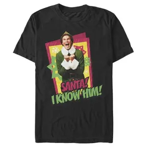 ELF Santa I Know Him Quote Short Sleeve Graphic T-shirt