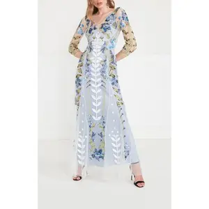 TEMPERLEY LONDON Lucille V-neck Embroidered Dress - Frost Blue