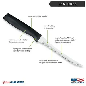 RADA Cutlery 5-inch Tomato Slicer Serrated Stainless Blade Anthem Wave Handle
