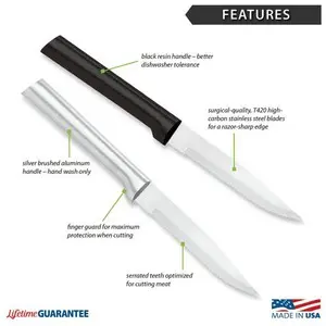 RADA Cutlery 3.875-inch Serrated Steak Knife - Black