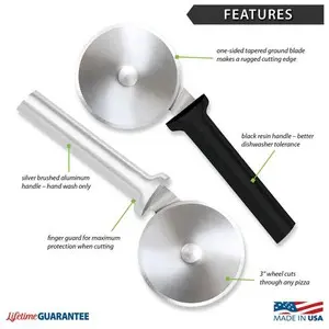 RADA Cutlery Pizza Cutter Stainless Steel Wheel - Silver
