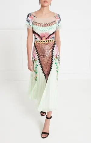 TEMPERLEY LONDON Talia Embroidered Dress - Seashell