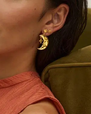 OTTOMAN HANDS Crescent Moon Drop Earrings