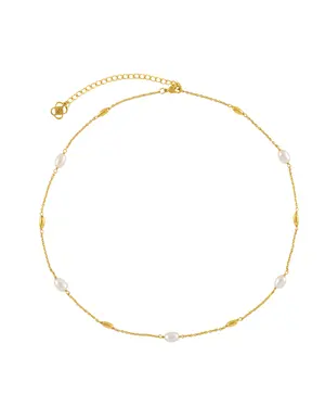 OTTOMAN HANDS Lyra Pearl Beaded Necklace - Gold