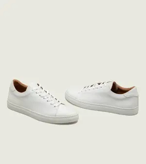 Jack Erwin Wesley Suede Leather Low-top Sneakers - White Leather