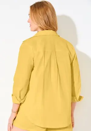 SWIMSUITS FOR ALL Cotton Beach Shirt Cover-up - Lemon Mist