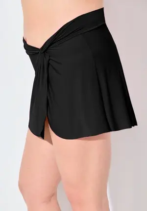 SWIMSUITS FOR ALL Twist Front Swim Skirt - Black