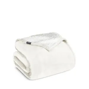 BARE HOME Reversible Plush Fleece Blanket - Cream