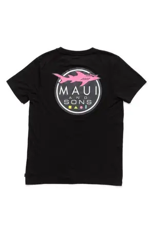 MAUI & SONS Shark Logo Graphic T-shirt - Black