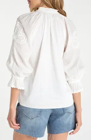 LIVERPOOL Rickrack Trimmed Button-down Cotton Top