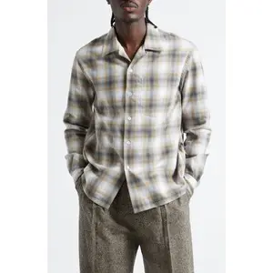 JW Anderson Gradient Check Brushed Flannel Button-up Shirt - Biscuit