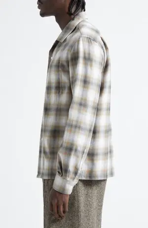 JW Anderson Gradient Check Brushed Flannel Button-up Shirt - Biscuit