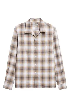 JW Anderson Gradient Check Brushed Flannel Button-up Shirt - Biscuit