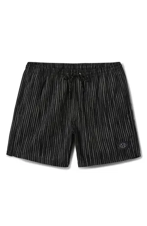 MAUI & SONS Linen And Cotton Drawstring Shorts - Black