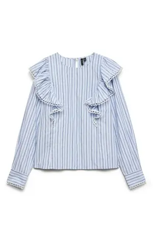 Vero Moda Fanni Embroidered Trim Ruffle Top
