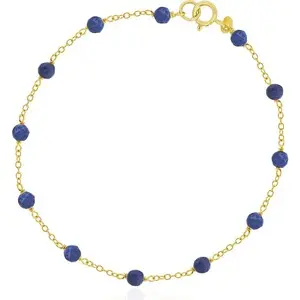 THE LOVERY FINE JEWELRY 14k Yellow Gold Bead Chain Bracelet - Blue Sapphire