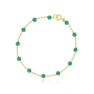 THE LOVERY FINE JEWELRY 14k Yellow Gold Bead Chain Bracelet - Emerald