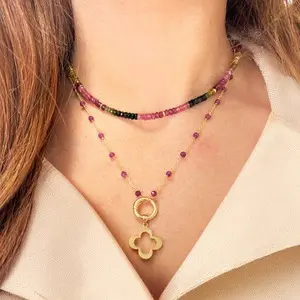 THE LOVERY Tourmaline Bead Necklace - Rainbow