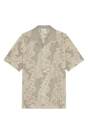 Nn07 Julio Embroidered Inset Organic Cotton Button-up Shirt - Deep Truffle
