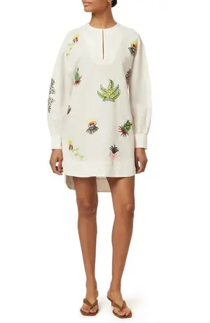 Scotch & Soda Embroidered Cotton & Linen Shift Dress