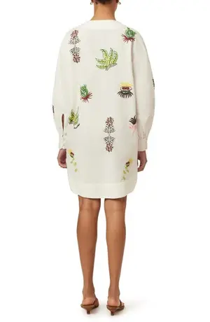 Scotch & Soda Embroidered Cotton & Linen Shift Dress