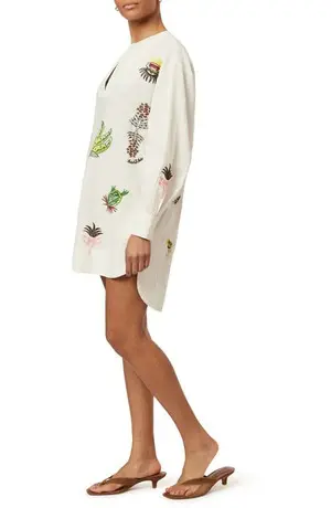 Scotch & Soda Embroidered Cotton & Linen Shift Dress
