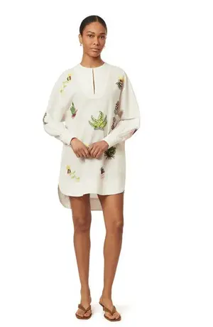 Scotch & Soda Embroidered Cotton & Linen Shift Dress