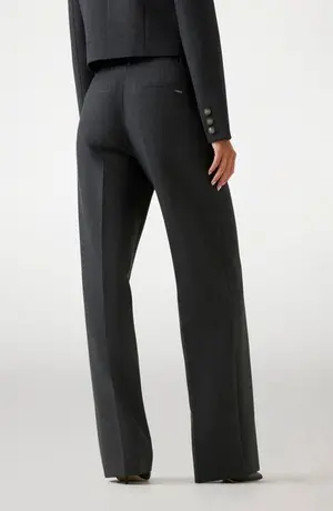 Guess Joandra Flat Front Straight Leg Trousers - Light Grey
